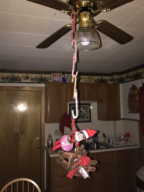 Elf On The Shelf Snowflake Climbing Candy Cane With Prancer