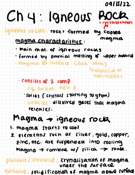 Ch 4 Igneous Rock Notes 0915 Cny Igneous Rock Crystal Litation