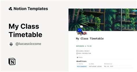 My Class Timetable Template Notion Marketplace