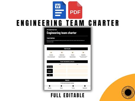 Engineering Team Charter Template Word And Pdf Format Professional And Editable Customizable