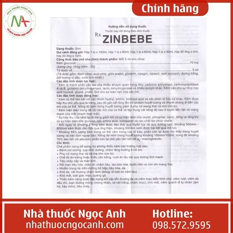 Thuốc Zinbebe Siro Công Dụng Liều Dùng Tác Dụng Phụ Giá Bán