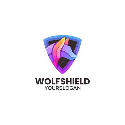 Premium Vector Vector Logo Illustration Wolf Shield Gradient Colorful