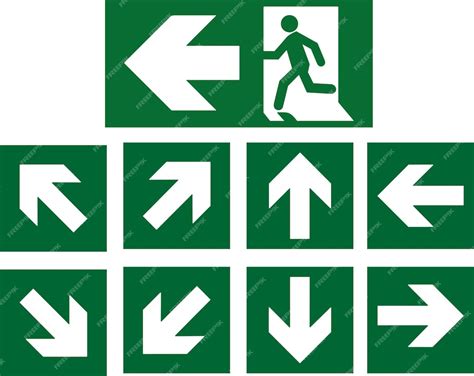 Indicador De Emergência Vector De Flecha Saída De Emergência No Andar