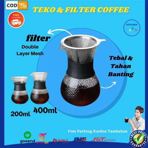 Jual Teko Filter Coffe Kopi Maker V60 Pot Drip Kettle Bahan Kaca Tebal