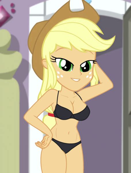 Mlpfim Imageboard Image 1857471 Applejack Applejacks Hat Belly Button Black Underwear