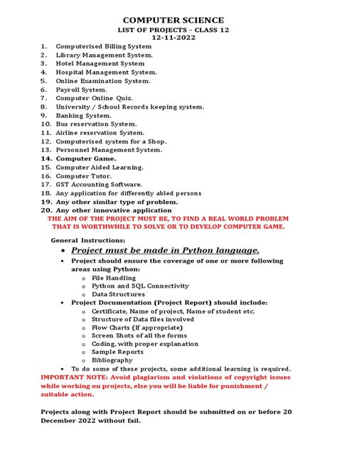 Computer Science Projects 2022 23 Pdf