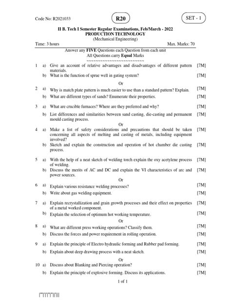 Production Technology Question Paper Pdf Welding Construction