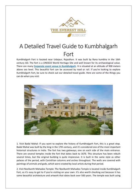 Ppt A Detailed Travel Guide To Kumbhalgarh Fort Powerpoint