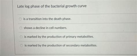 Solved Late Log ﻿phase Of The Bacterial Growth Curveq Is A