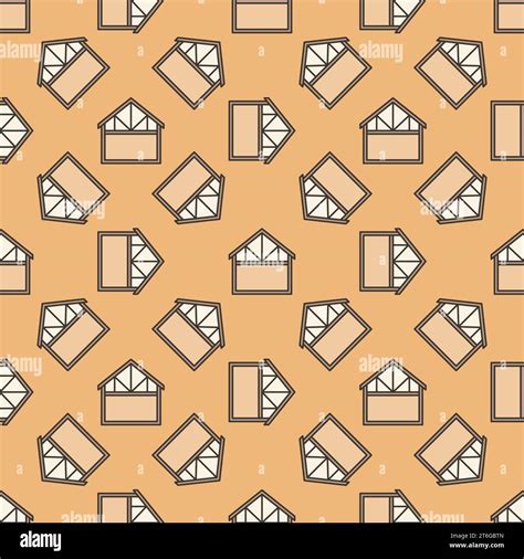 House Roof Truss System Vector Concept Colored Seamless Pattern Stock