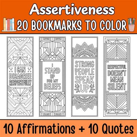 Assertiveness Sel Summer Editable Mandala Coloring Printable Bookmarks