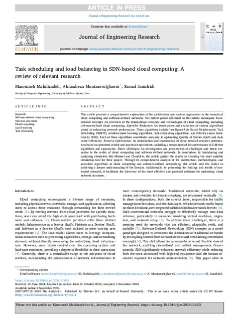 Pdf Task Scheduling And Load Balancing In Sdn Based Cloud Computing