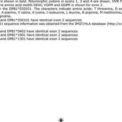 Extended Hla Dpb1 Amino Acid Polymorphism Download Table