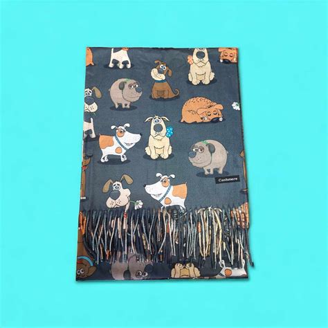 Esarfa Cu Desene Din Casmir Cu Desene Rase De Catei