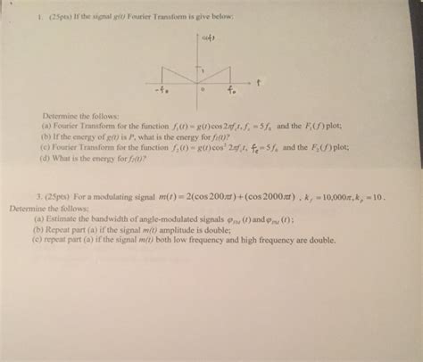 Solved If The Signal G T Fourier Transform Is Give Below Chegg