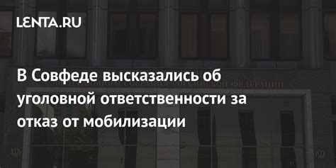 В Совфеде высказались об уголовной ответственности за отказ от