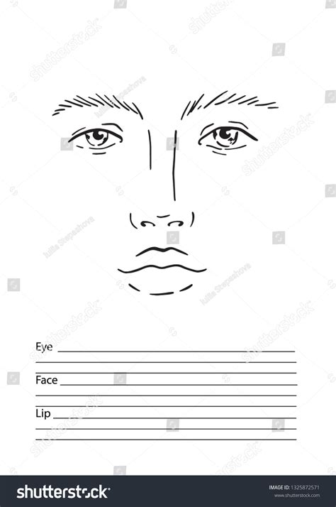 Face Chart Makeup Artist Blank Template Vector Royalty Free Stock