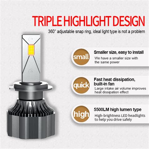 H1 LED Headlight Bulbs 60 W 12000 Lumens Extremely Bright 6000K
