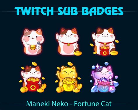 Fortune Cat Twitch Sub Bit Badges Maneki Neko Twitch Sub Badges