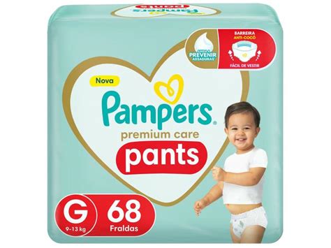 Fralda Pampers Premium Care Pants Calça Tam G 9 A 13kg 68 Unidades