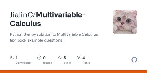 github jialinc multivariable calculus python sympy solution to