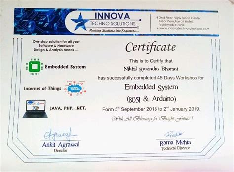 Nikhil Bharsat On Linkedin Programming Certificateofcompletion Embeddedsystems Iot