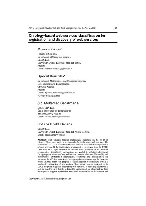 Pdf Ontology Based Classification For Web Services