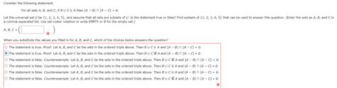 Solved Consider The Following Statement For All Sets A B