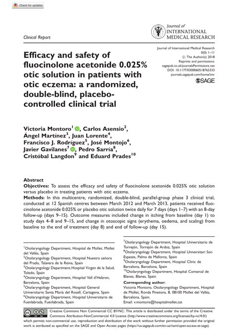 Pdf Efficacy And Safety Of Fluocinolone Acetonide 0 025 Otic