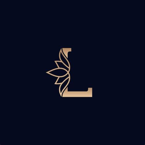 Design de logotipo de marca de ouro flor de lótus letra l Vetor Premium
