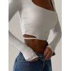 Emmiol Free Shipping Simple Cutout Long Sleeve Crop Top White S In