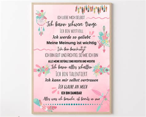 Affirmationsposter Kinder mit kindgerechten Selbstliebe Sätze Positive