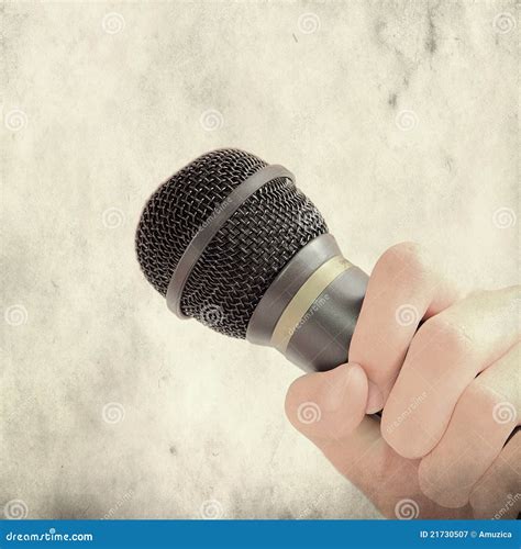 Hand Holding Microphone Stock Image Image Of Broadcast 21730507