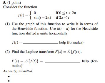 Solved 5 1 point Consider the function f t 0sin t2π Chegg