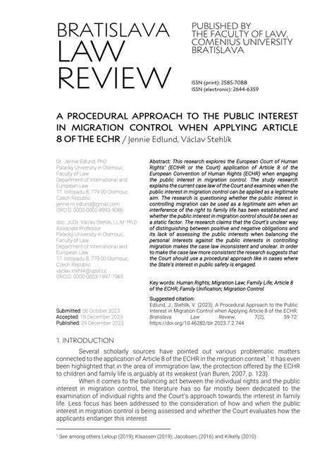 Pdf A Procedural Approach To The Public Interest In Migration Control
