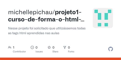 GitHub Michellepichau Projeto1 Curso De Forma O Html DIO Nesse