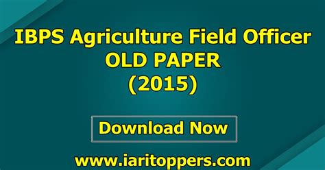 Ibps Agriculture Field Officer Ibps Afo Old Paper 2015