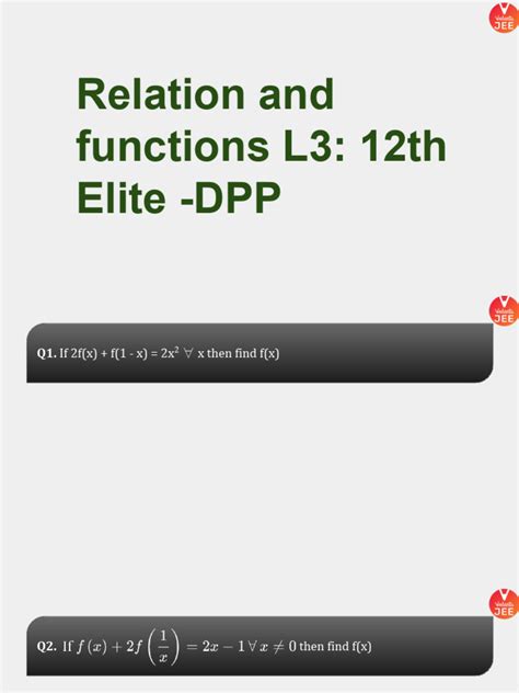 relations and functions l3 dpp 12th elite pdf applied
