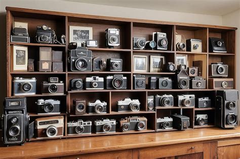 Vintage Camera Collection Display Premium Ai Generated Image