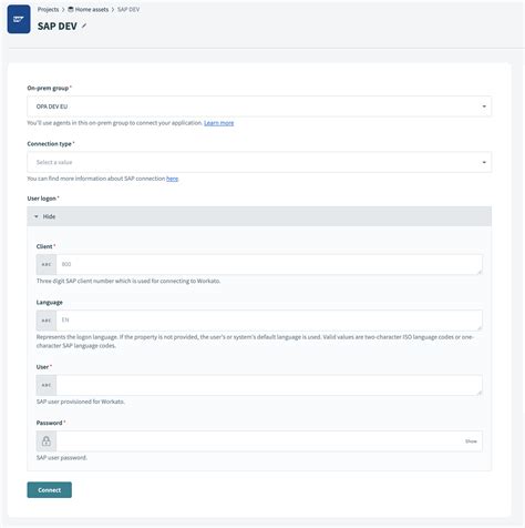 Workato Connectors Sap Rfc Configure The Sap Connector In Workato Workato Docs