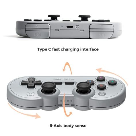 8bitdo Sn30 Pro Bluetooth Gamepad Hall Effect Update Gray Edition With Joysticks Rumble