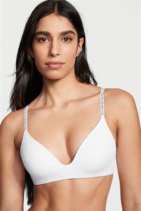 Buy Victorias Secret White Logo Strap Non Wired Lightly Lined Bra From