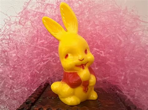 Vintage Irwin Small Bunny Rattle Toy Hard Plastic Easter Bunny