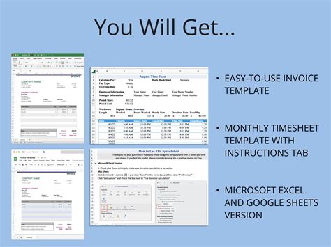Invoice Timesheet Templates For Microsoft Excel Google Sheets Templates For Small Business