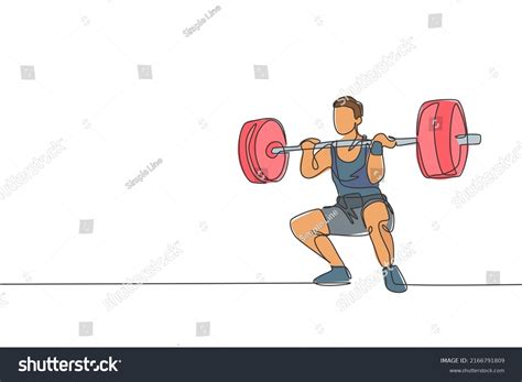 Single Continuous Line Drawing Young Strong Stock Vector Royalty Free