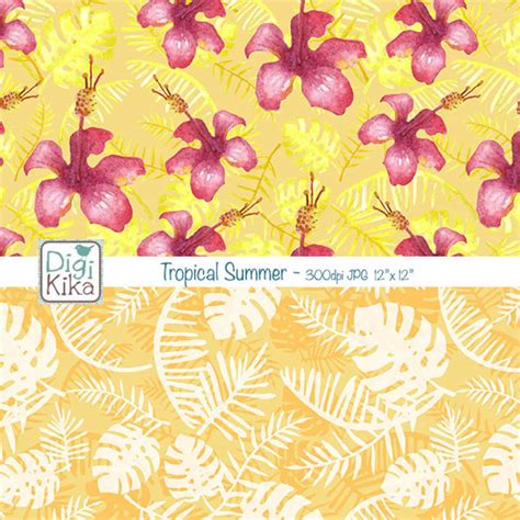 Tropical Summer Digital Papers Summer Scrapbook Paper Etsy