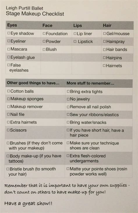 Ballet With Leigh Los Angeles Recital Makeup Checklist
