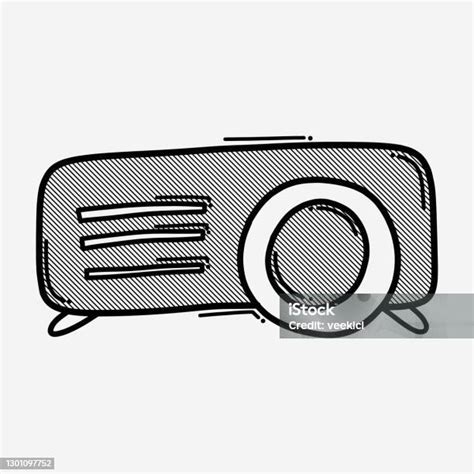 Ikon Vektor Doodle Proyektor Gambar Ilustrasi Sketsa Garis Gambar