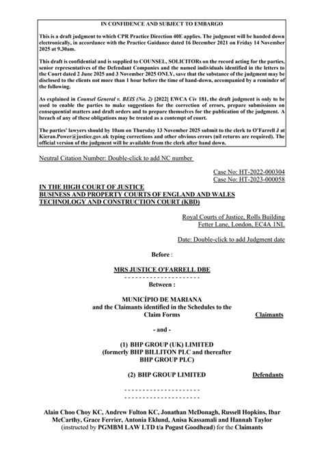 Mariana V Bhp Judgment Documentcloud