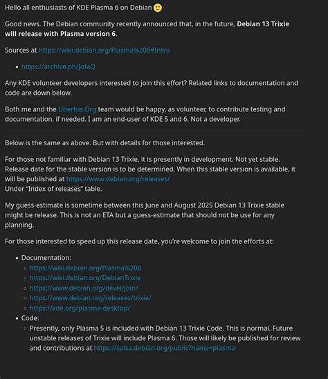 Debian 13 Trixie Will Release With Kde Plasma 6 Any Developers